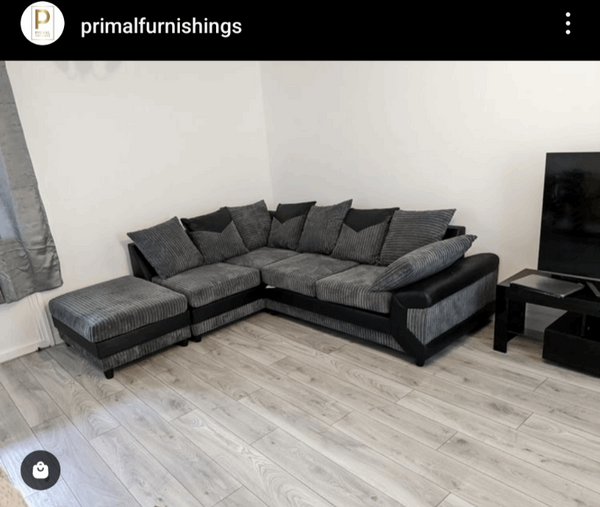 Dino Corner sofa Left Hand Facing - Black & Grey – Primalfurnishings