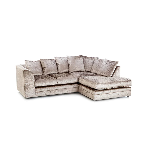 Hilton Champagne Mink Luxurious Crush Velvet Corner Chaise Sofa ...