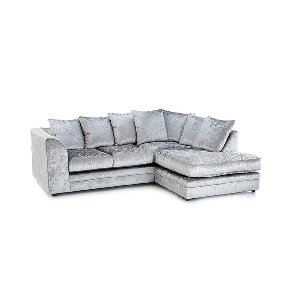 Hilton Silver crushed velvet corner sofa – Primalfurnishings